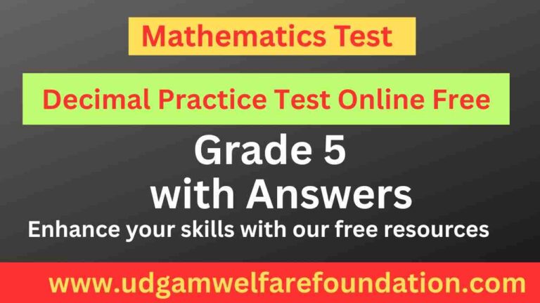 Grade 5 Decimal Practice Test | Free Online Quiz - Udgam Welfare Foundation