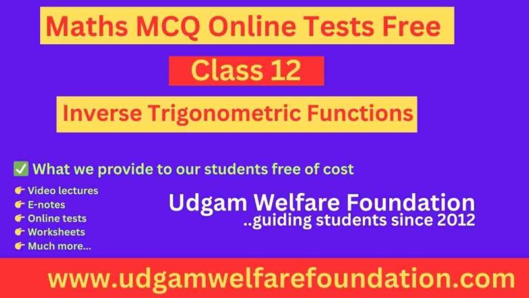 Free Online Mcq Tests On Inverse Trigonometric Functions Class 12 ...